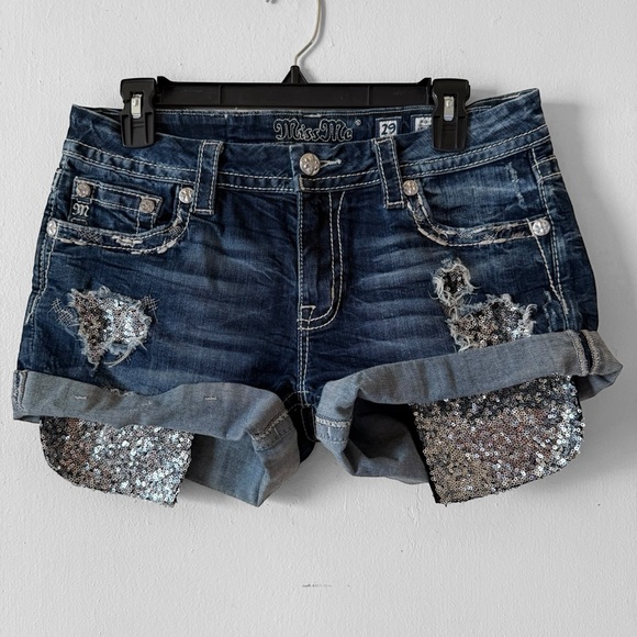 Miss Me | Shorts | Miss Me Mid Rise Easy Denim Shorts Sequin Rhinestone ...